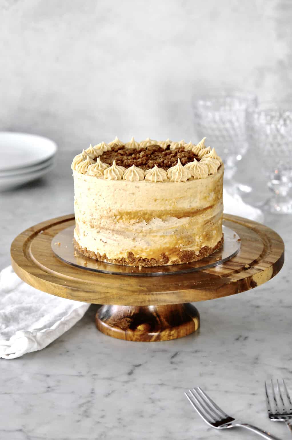 Biscoff Crumble Cake with Cookie Butter Frosting - Susan Brings Dessert