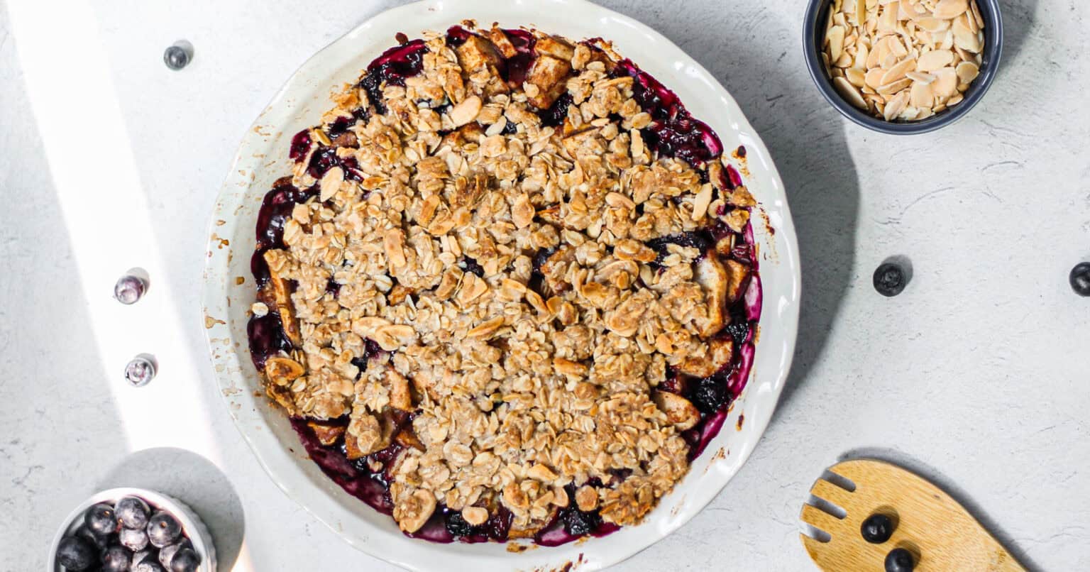 Easy Blueberry and Pear Crumble - Susan Brings Dessert