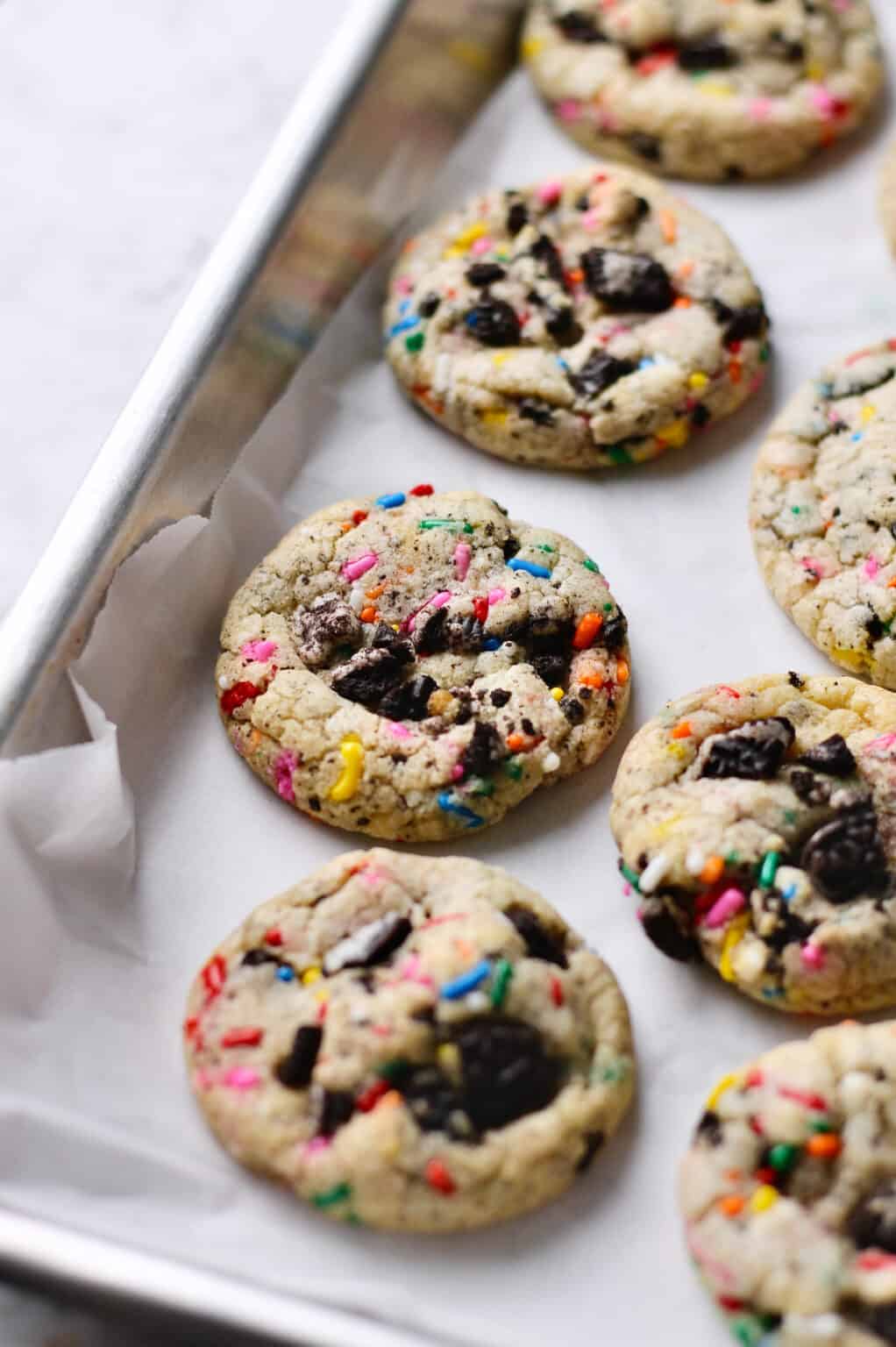 Soft and Chewy Funfetti Oreo Cookies - Susan Brings Dessert