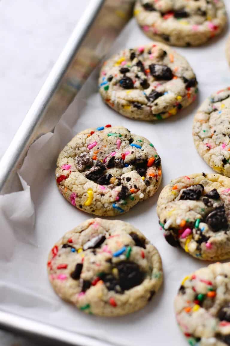 Soft and Chewy Funfetti Oreo Cookies - Susan Brings Dessert