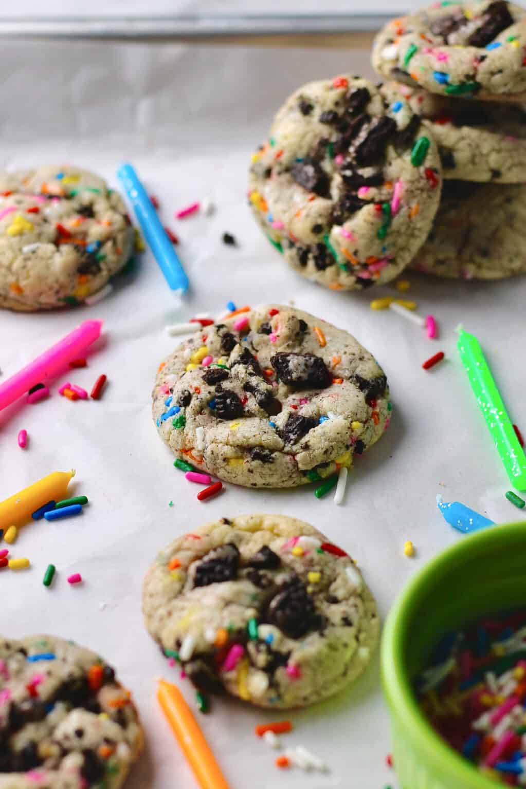 Soft and Chewy Funfetti Oreo Cookies - Susan Brings Dessert