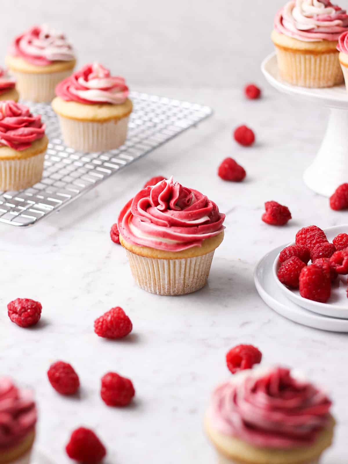 Ultimate Raspberry Almond Cupcakes with Filling - Susan Brings Dessert