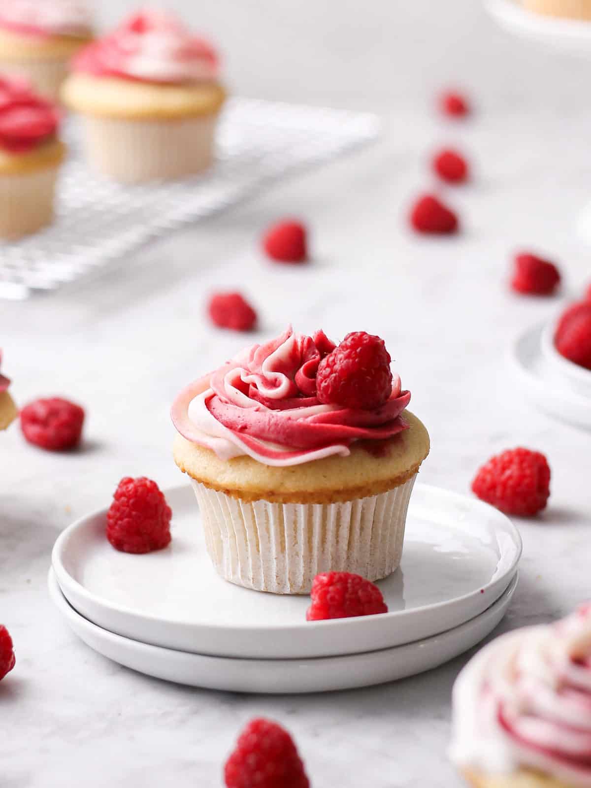 Ultimate Raspberry Almond Cupcakes with Filling - Susan Brings Dessert