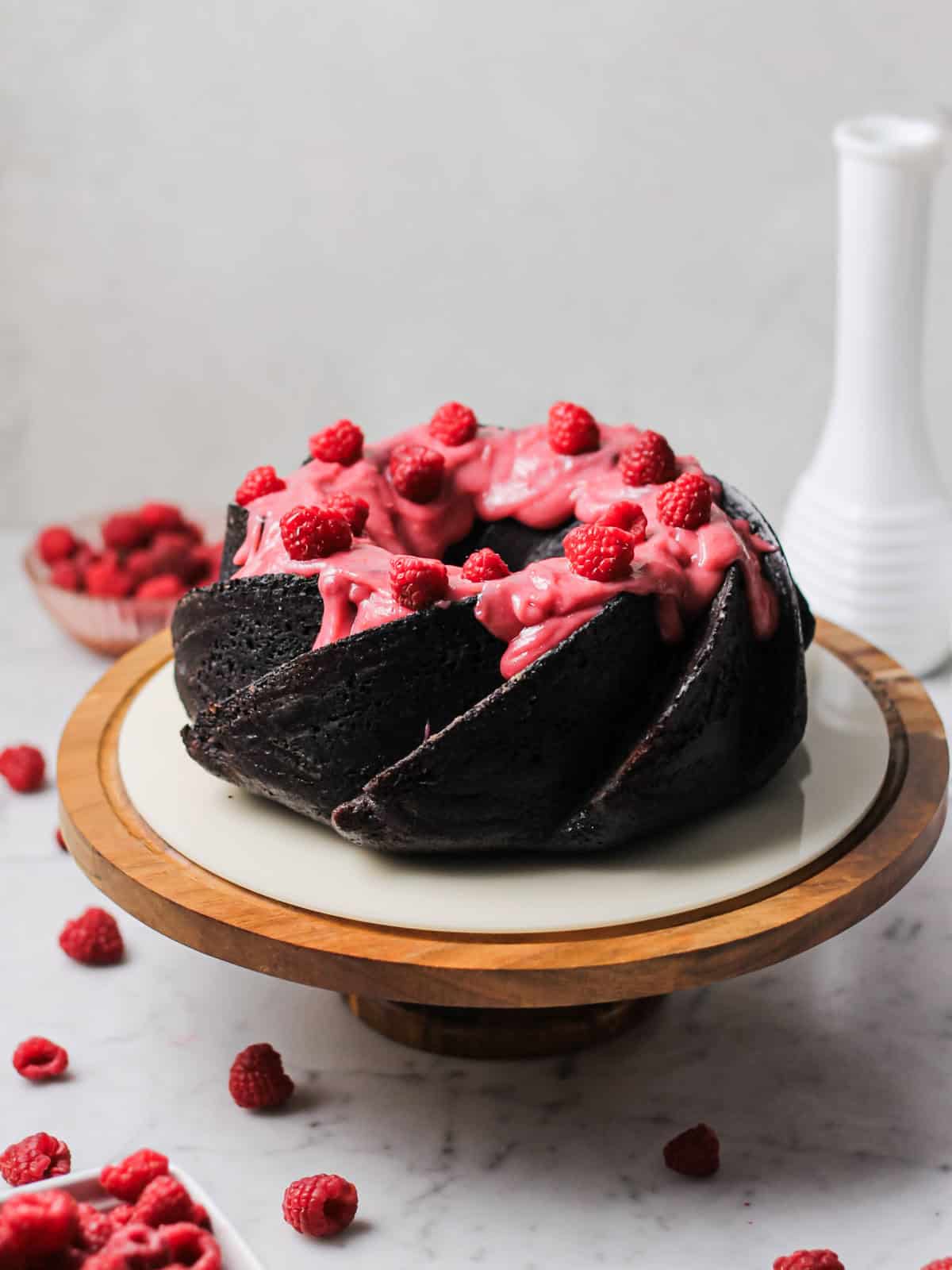 Raspberry Chocolate Bundt Cake - Susan Brings Dessert
